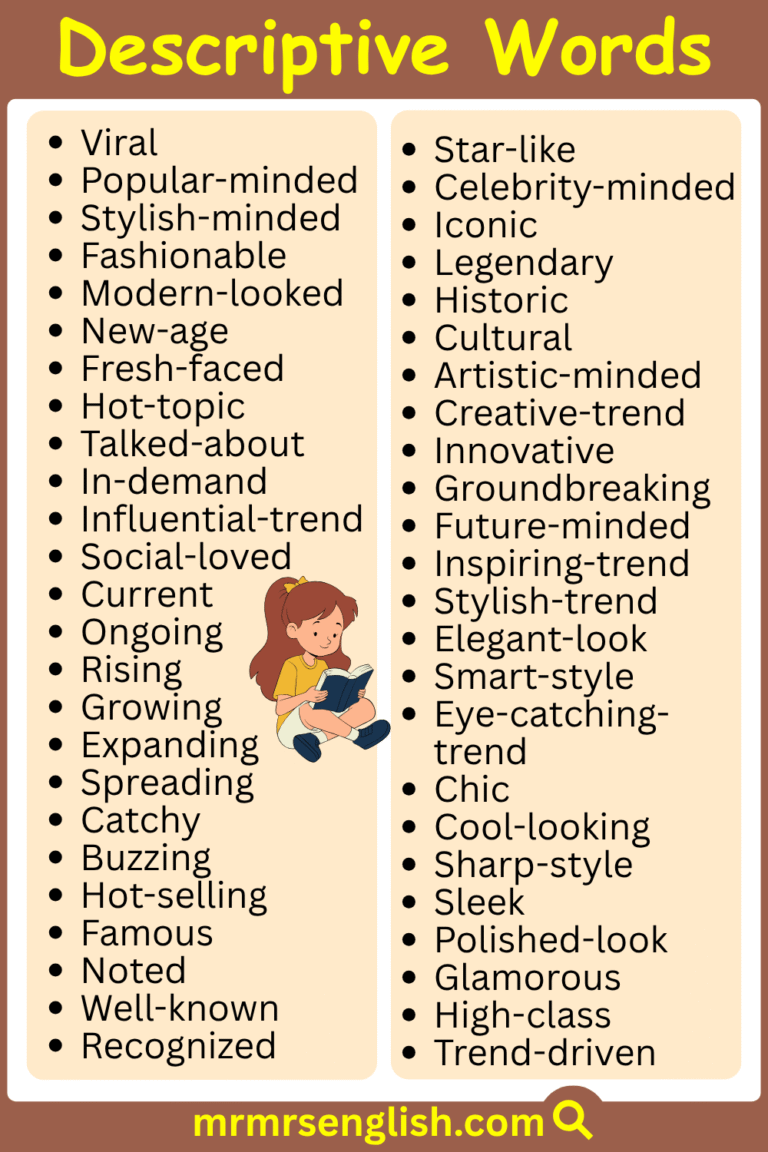 1000 Descriptive Words in English with Pictures - MR MRS ENGLISH