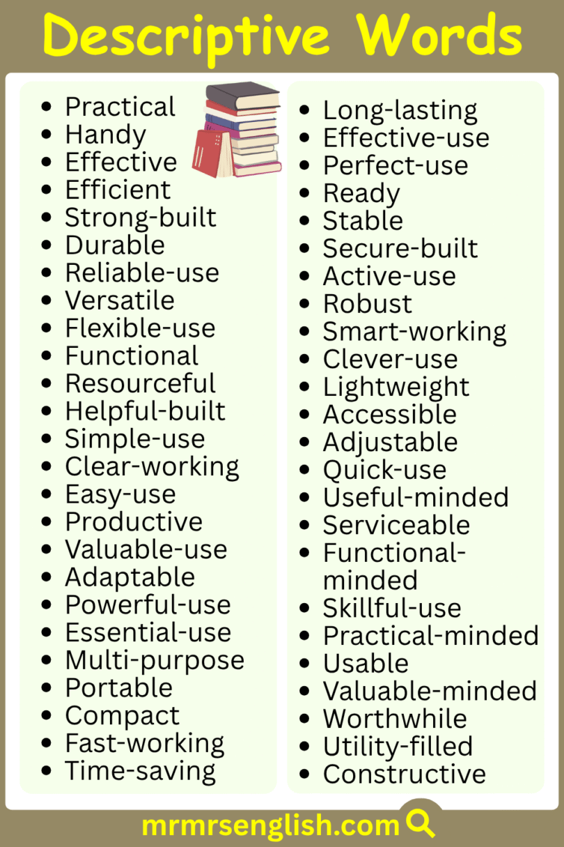 1000 Descriptive Words in English with Pictures - MR MRS ENGLISH