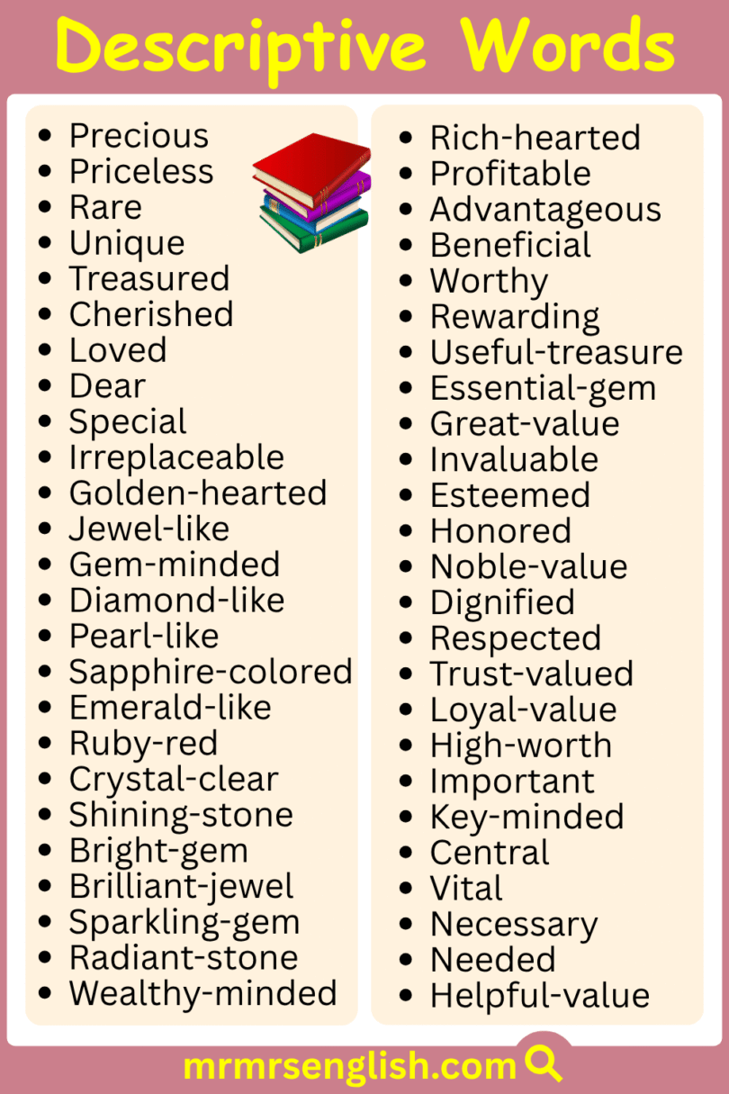 1000 Descriptive Words in English with Pictures - MR MRS ENGLISH