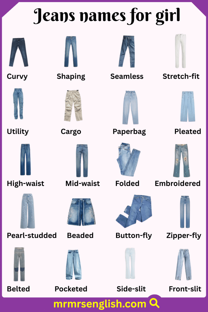 Types of Jeans Names for Girls in English with their Pictures - MR MRS ...