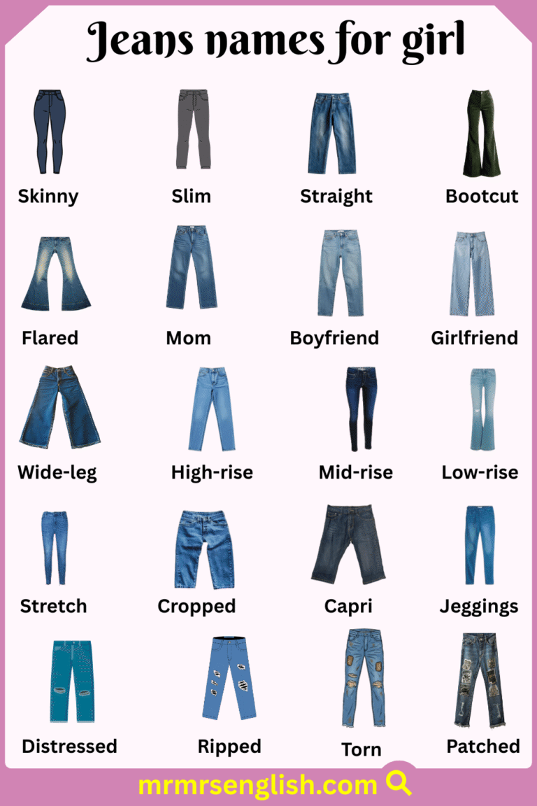 Types of Jeans Names for Girls in English with their Pictures - MR MRS ...
