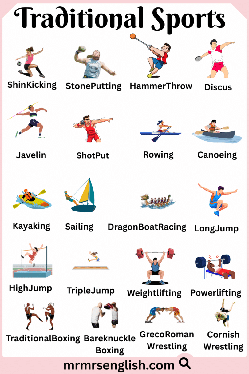 Traditional Sports Names in English with Their Pictures - MR MRS ENGLISH