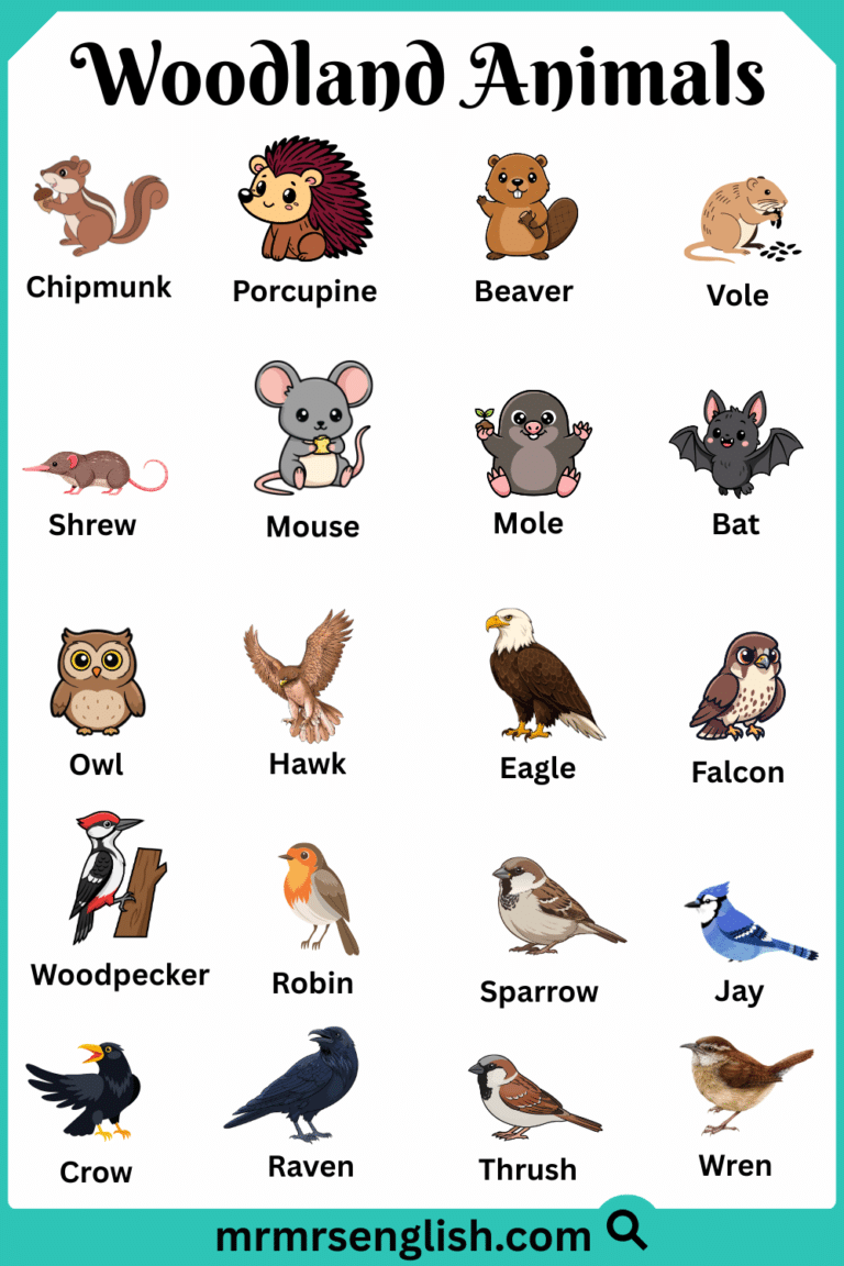 Woodland Animals Names in English with Their Pictures - MR MRS ENGLISH