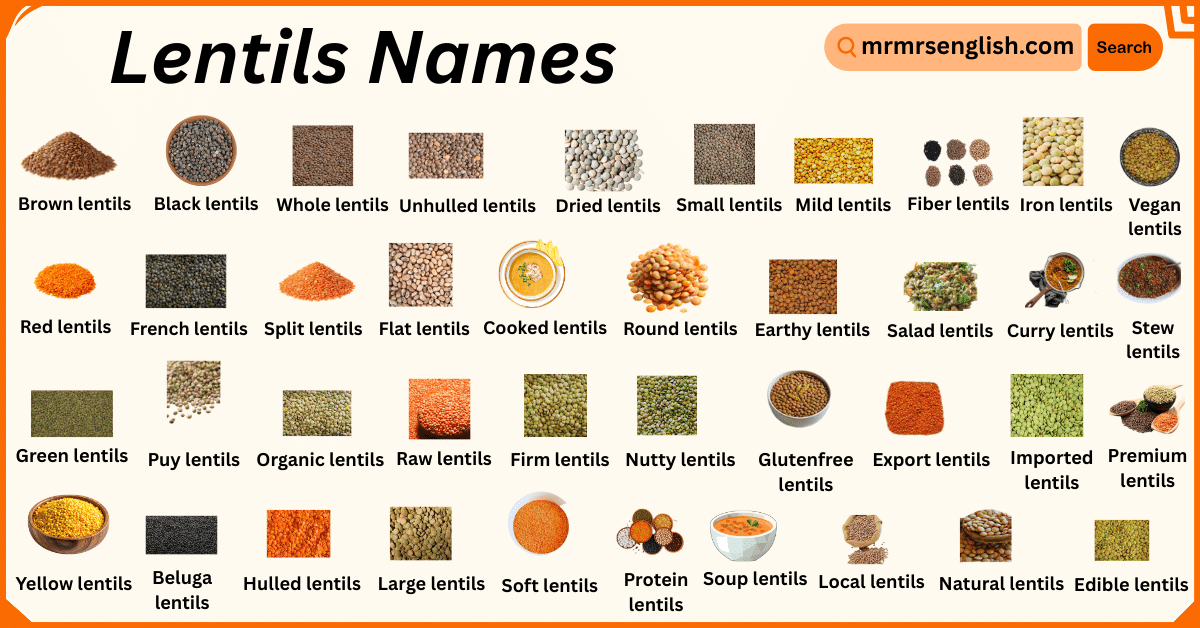 Lentils Names in English with Their Pictures - MR MRS ENGLISH