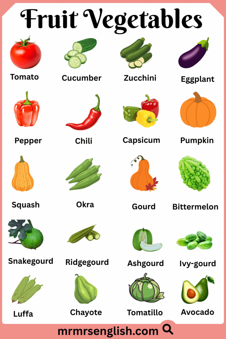 Fruit Vegetables Names in English with Their Pictures - MR MRS ENGLISH