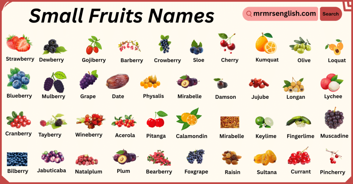 Small Fruits Names in English with Their Pictures - MR MRS ENGLISH