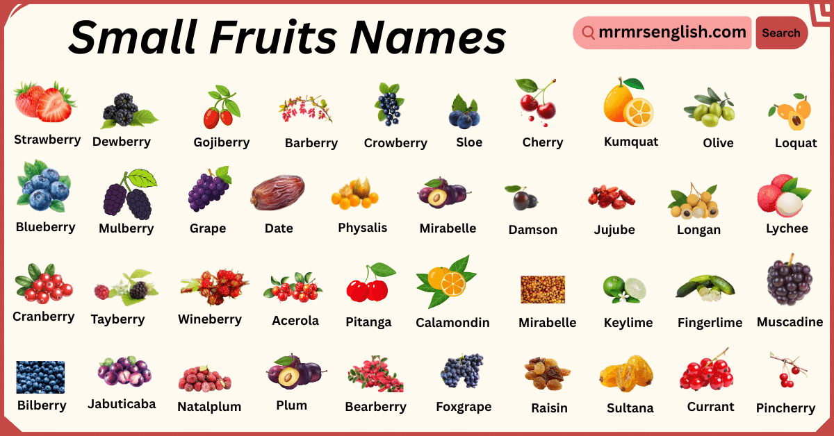 Small Fruits Names in English with Their Pictures - MR MRS ENGLISH