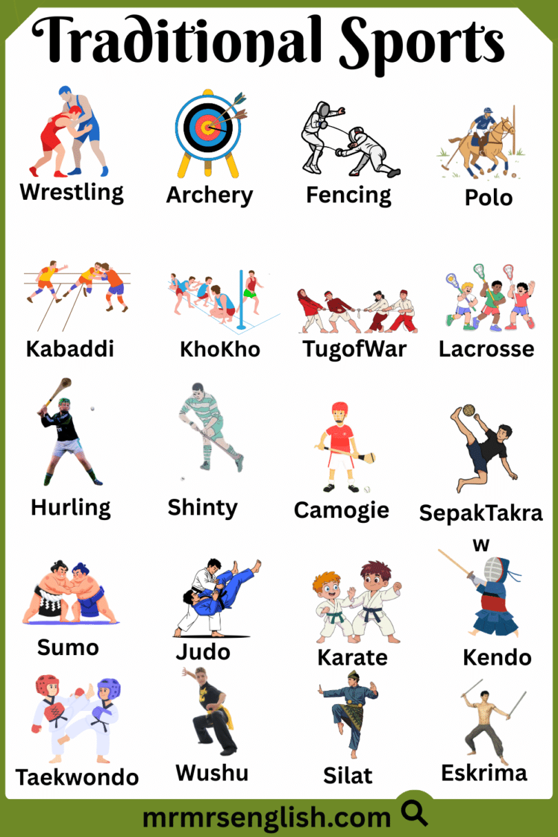 Traditional Sports Names in English with Their Pictures - MR MRS ENGLISH