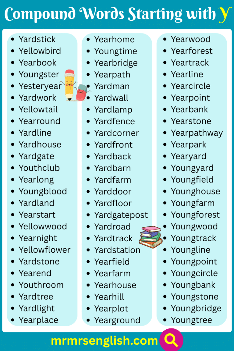 Compound Words list A to Z in English with Pictures - MR MRS ENGLISH